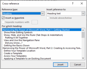 Harnessing the Power of Microsoft Word, Part 6: Inserting Dynamic Cross ...