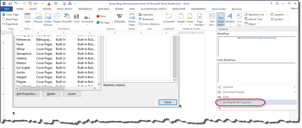 Harnessing the Power of Microsoft Word, Part 7: Using Building Blocks ...